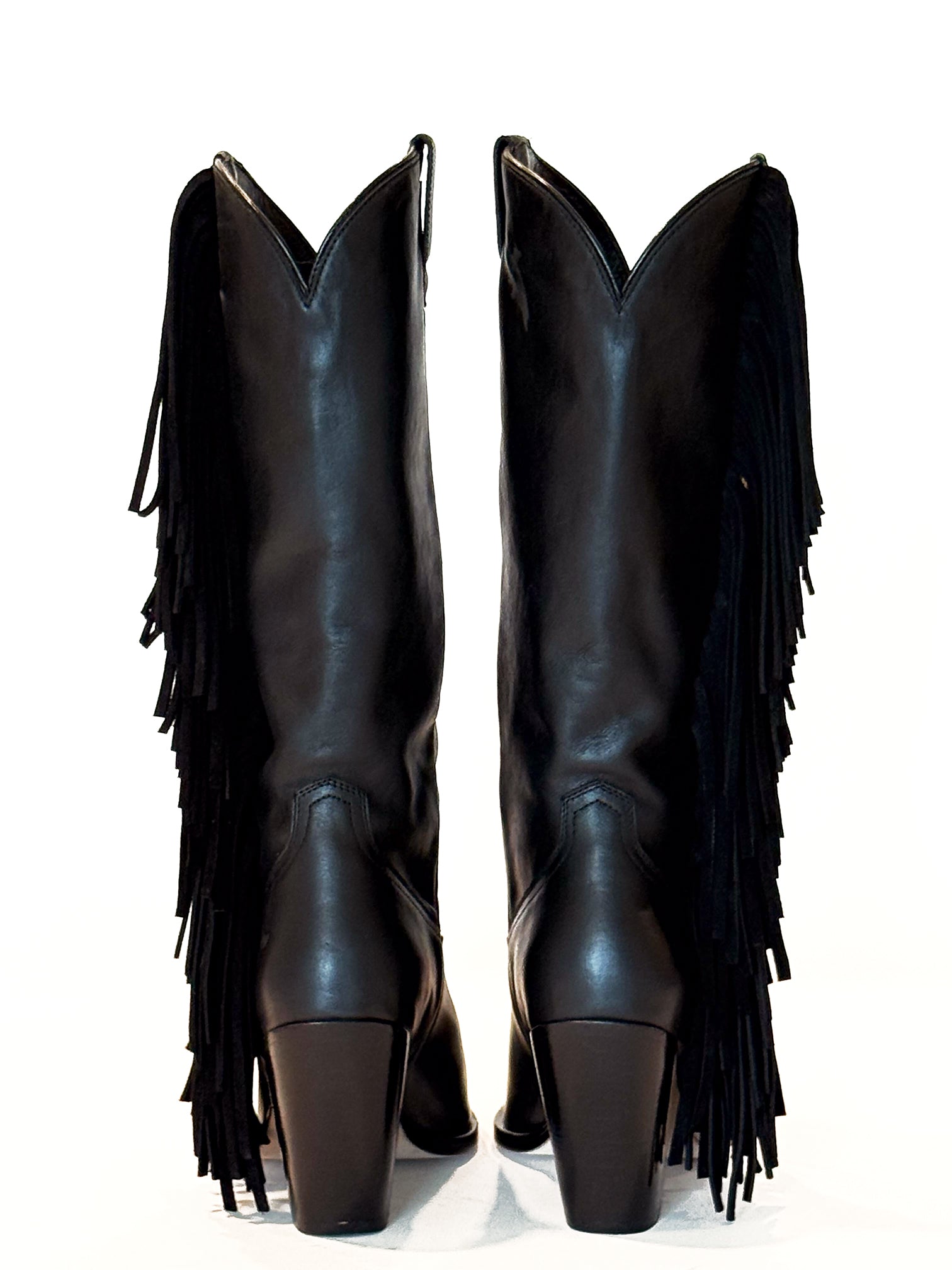 Mustang Tall Black Fringe Heel Boot – Golden West